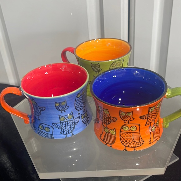Pier 1 | Kitchen | Pier Stackable Owl Stoneware Mugs 3in All New But ...